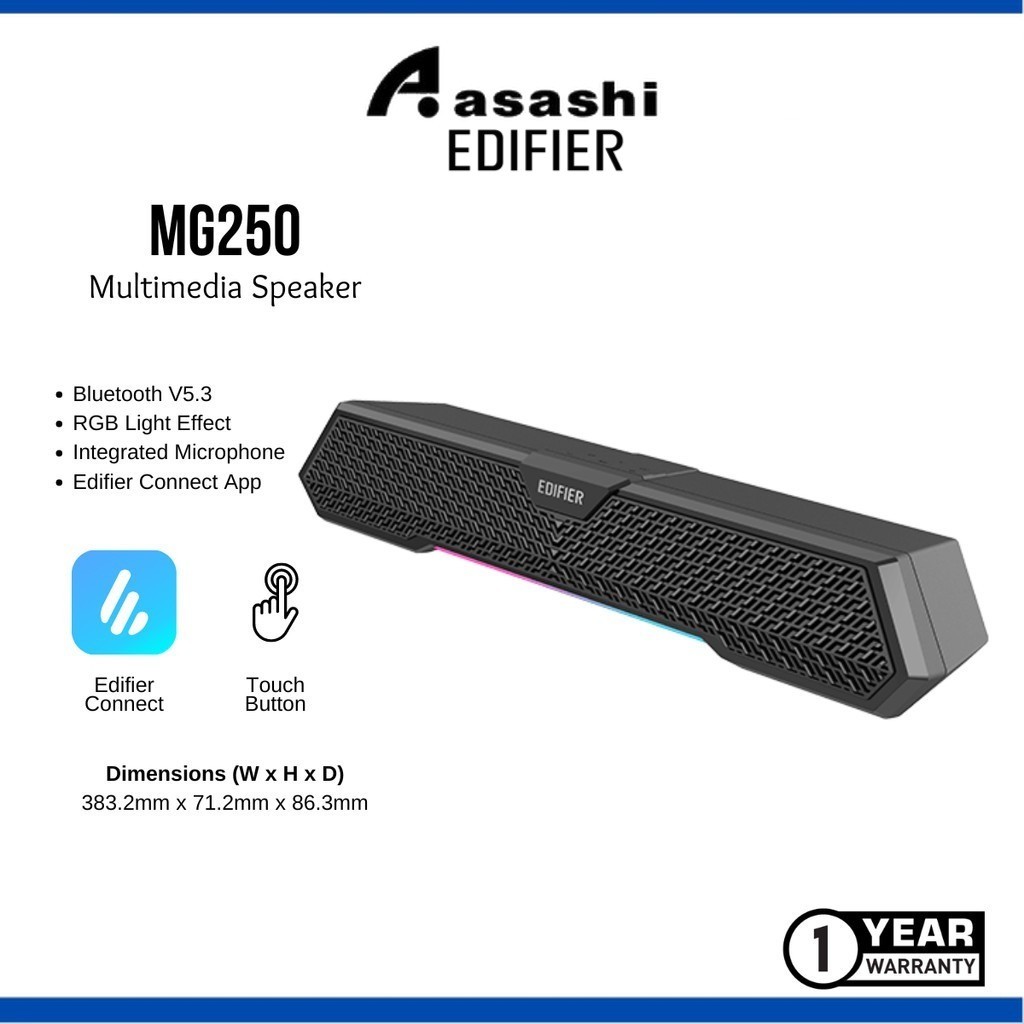 Edifier MG250 Soundbar - Bluetooth V5.3 | RGB Lighting | Plug and Play ...