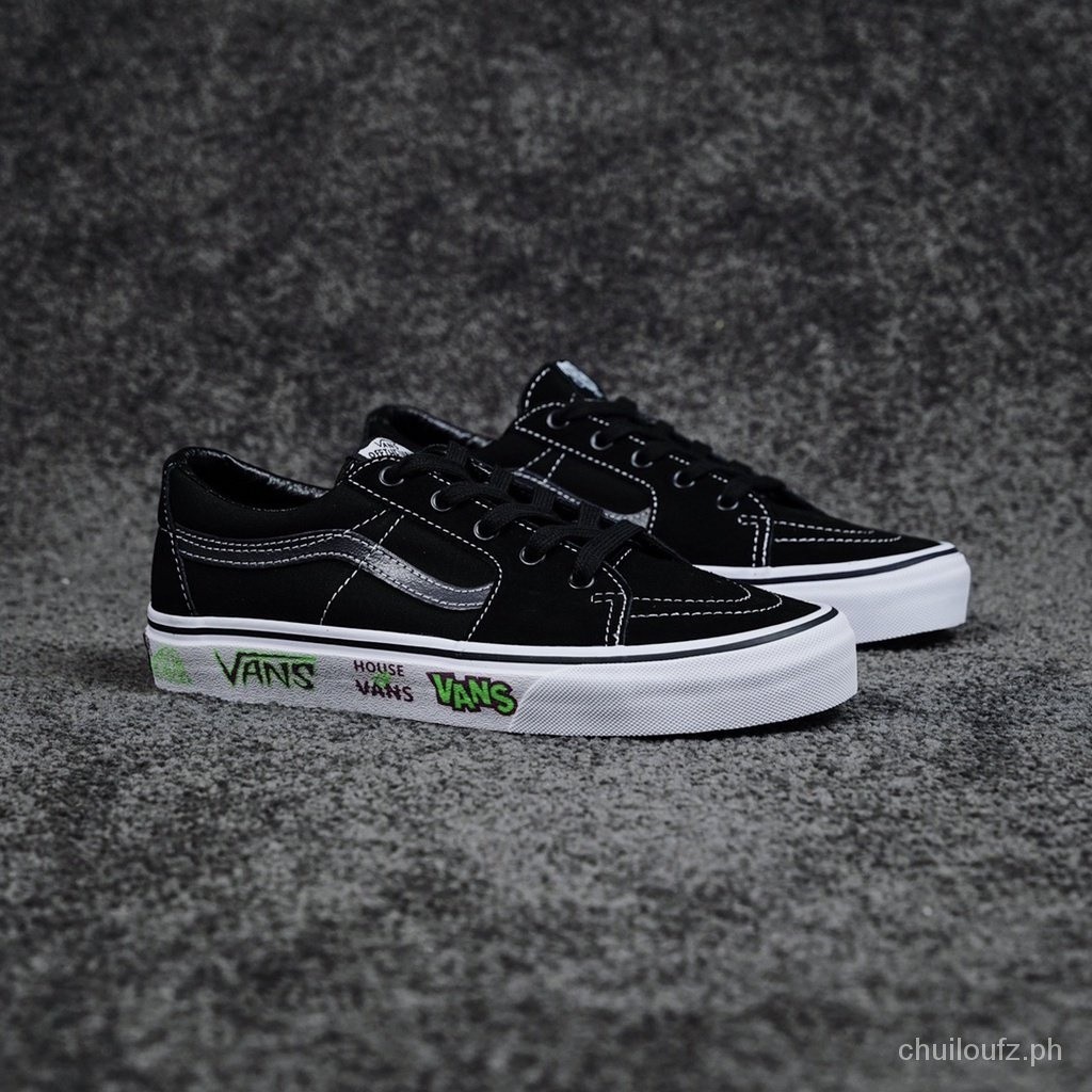 Surat hijau gelap Van s Sk8-Low personaliti graffiti kartun surat ...