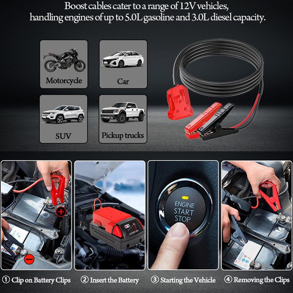 Jumper Cable Clamps Automotive Emergency Power Kit Battery Jumper ...