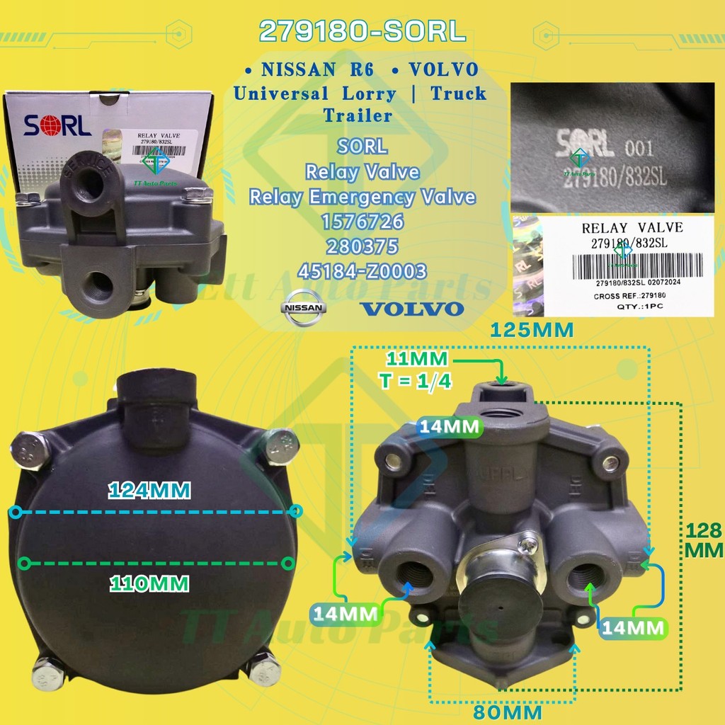 Relay Valve Universal Lorry Trailer Truck Nissan Volvo Relay Emergency ...