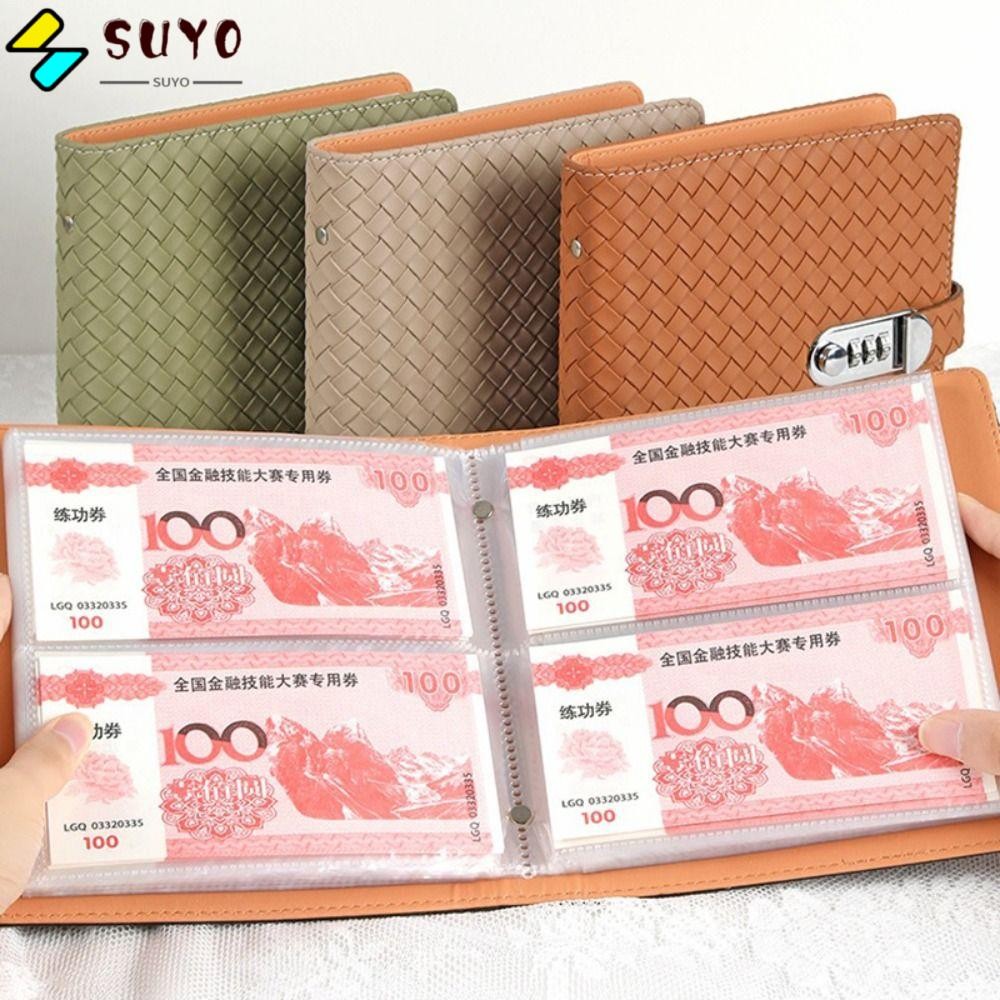 SUYO 100 Envelope Challenge Binder, With Password Lock PU Leather ...