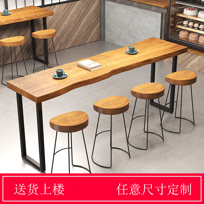 Meja dan kerusi kaunter bar kayu pepejal meja panjang kedai teh susu ...