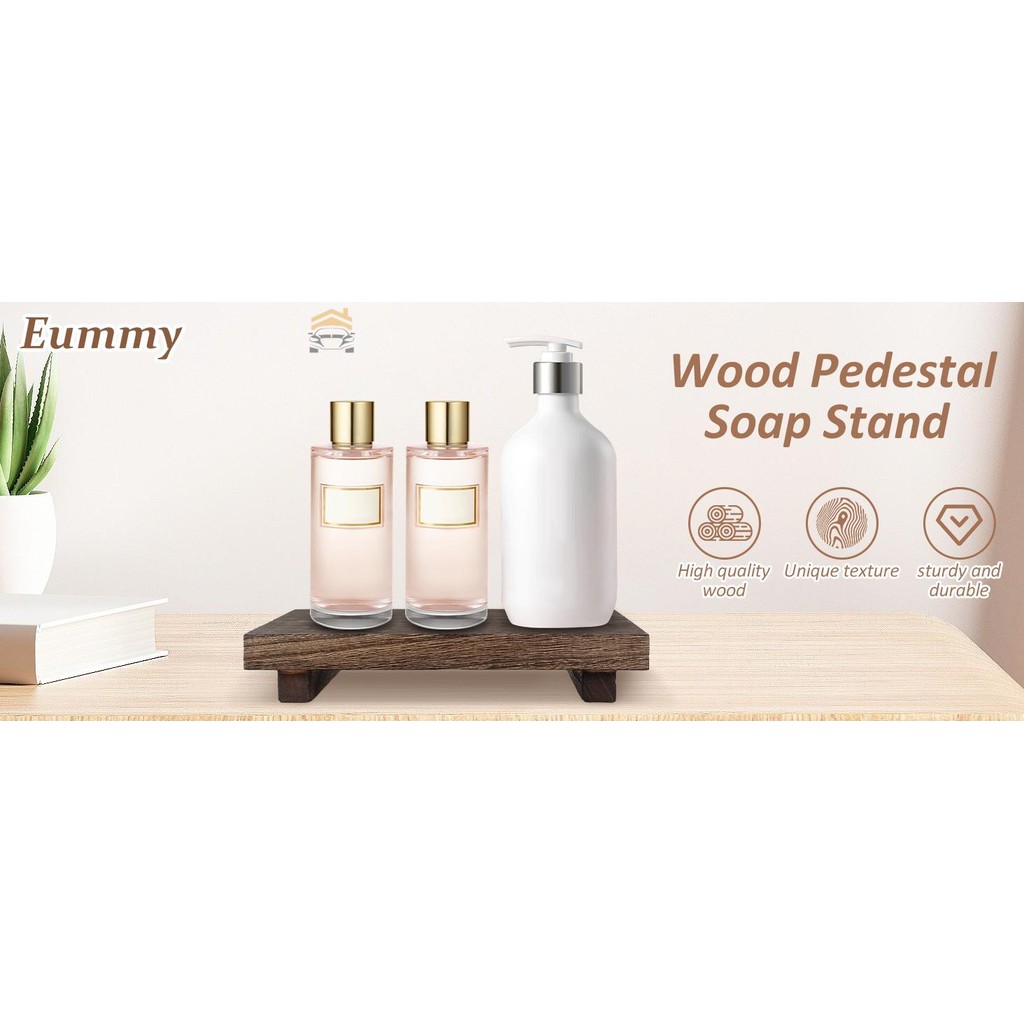 Wood Pedestal Stand Anti-Slip Wood Riser Soap Tray Farmhouse Wooden ...