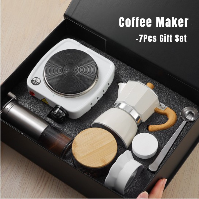 7Pcs Coffee Maker Gift Set Moka Pot Coffee Machine Kit Portable Hand ...