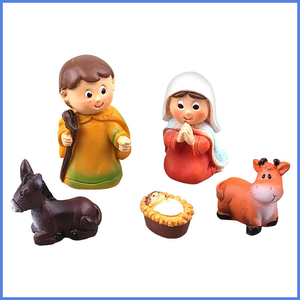 Christmas Nativity Scene Figurines Set Of 5 Small Holy Family Table ...