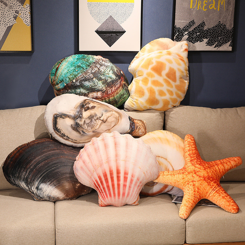 Shopee Official Simulation Shell Pillow Conch Starfish Oyster Plush ...