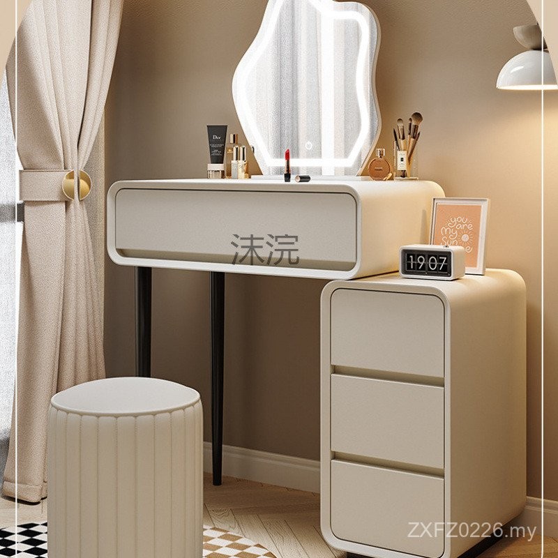 Solid Wood Master Bedroom Cabinet Dressing Table Retractable Cream ...