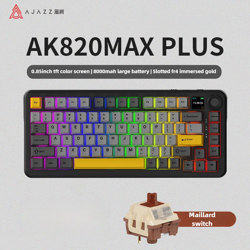 AK820 MAX Plus 8000mAh Tri Mode Wireless Mechanical Keyboard Hot Swappable RGB Silent ...