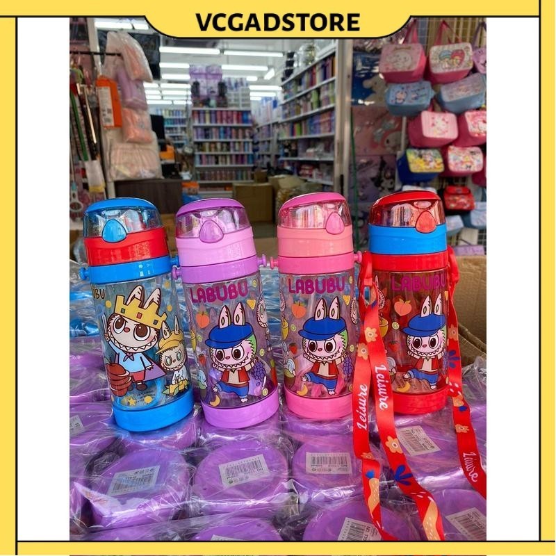 Botol Air Labubu Botol Air Plastik Kartun Comel Kanak-kanak 500ml Botol ...
