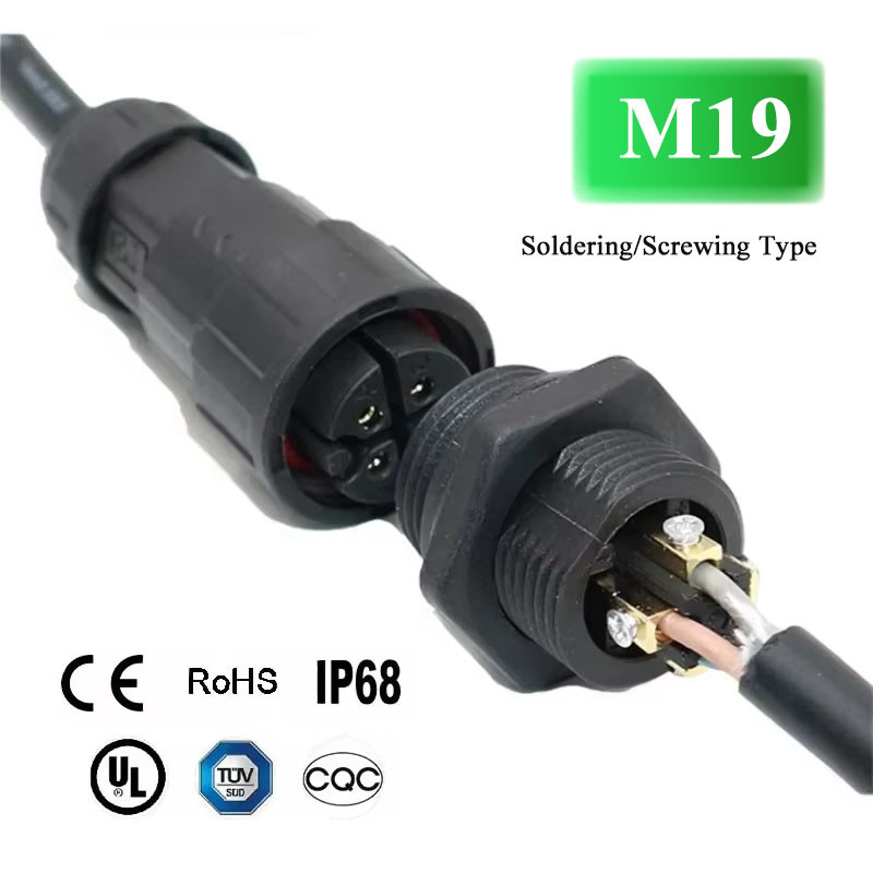Waterproof M19 Cable Connector IP68 Panel Install Power Plug Socket ...
