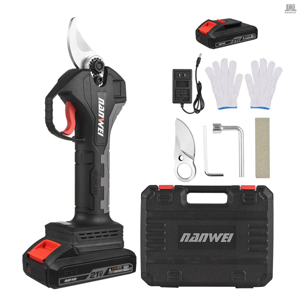 21V Brushless Cordless Electric Pruning Shears Rechargeable 10Ah ...