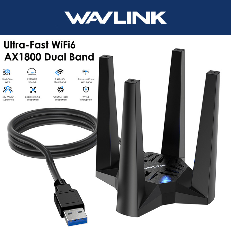 WAVLINK AX1800 USB WIFI Adapter WiFi 6 WiFi Dongle MU-MIMO, Beamforming ...