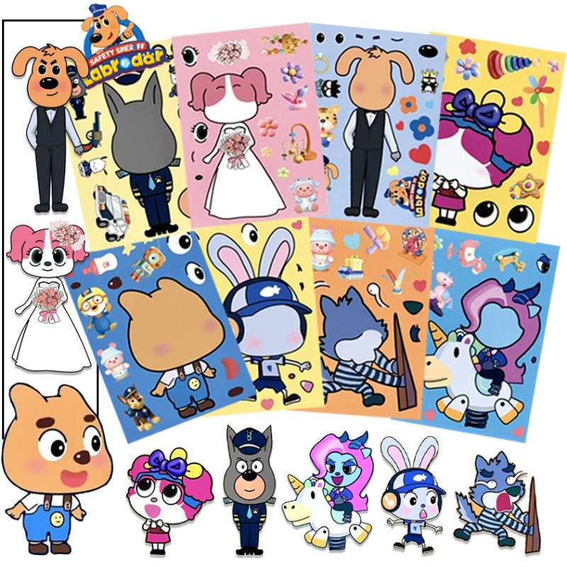 New Creative Sheriff Labrador Wedding Themed Puzzle Stickers for ...