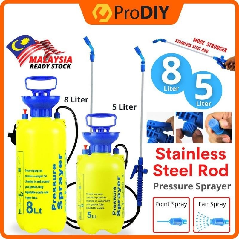 5 / 8 Liter Stainless Steel Rod Garden Pump Pressure Sprayer Pesticide ...