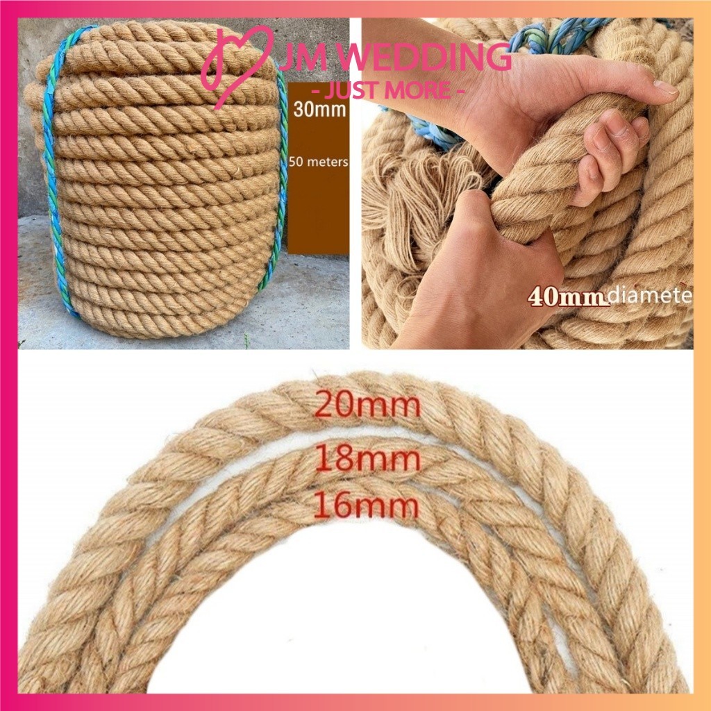 (𝟏 𝐌𝐞𝐭𝐞𝐫)16/18/20/30mm Burlap Cotton Hessian Jute Twine Rope Tug War ...