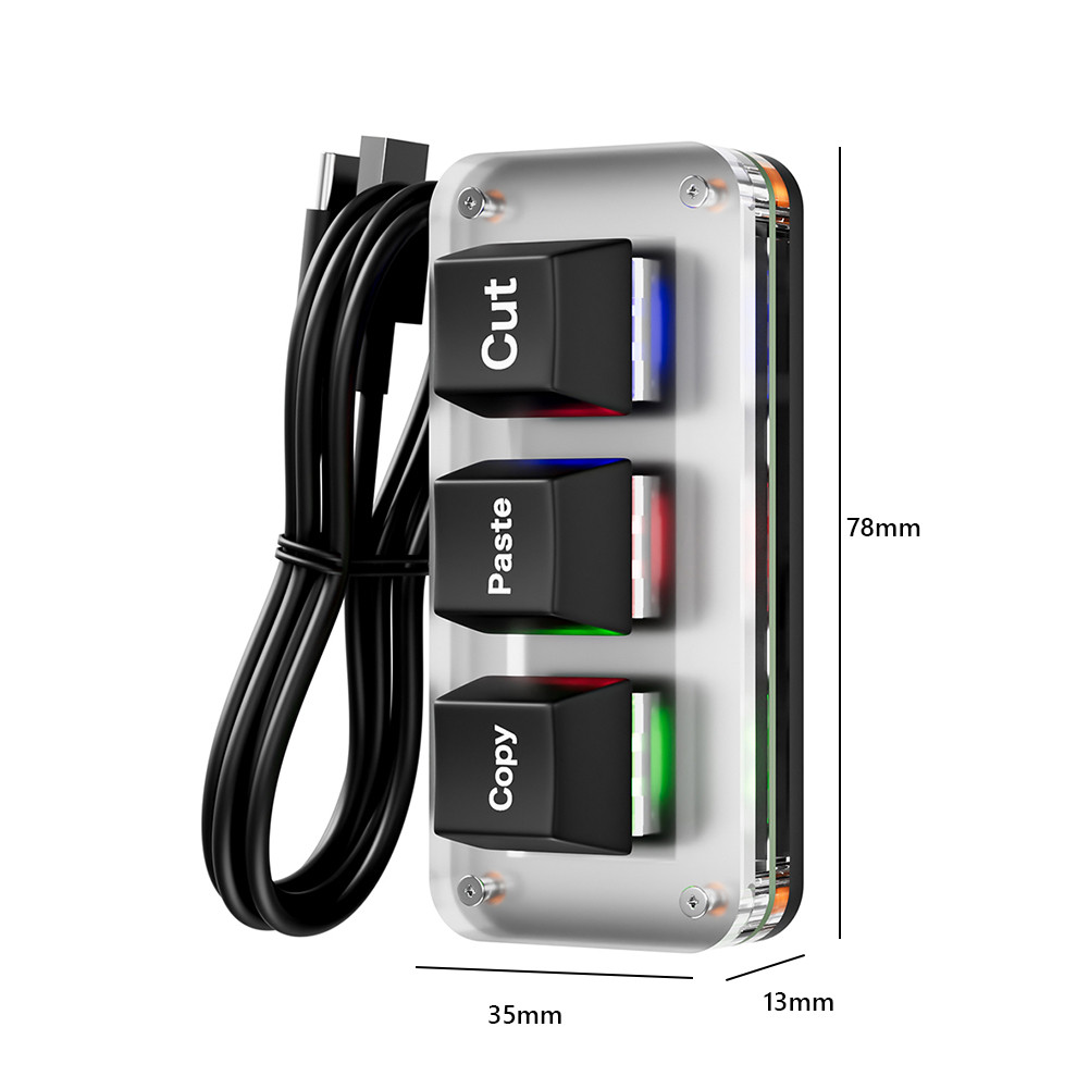 [Seriena.my] RGB Mini Cut Copy Paste Keyboard 3-Key Ctrl X C V Shortcut ...