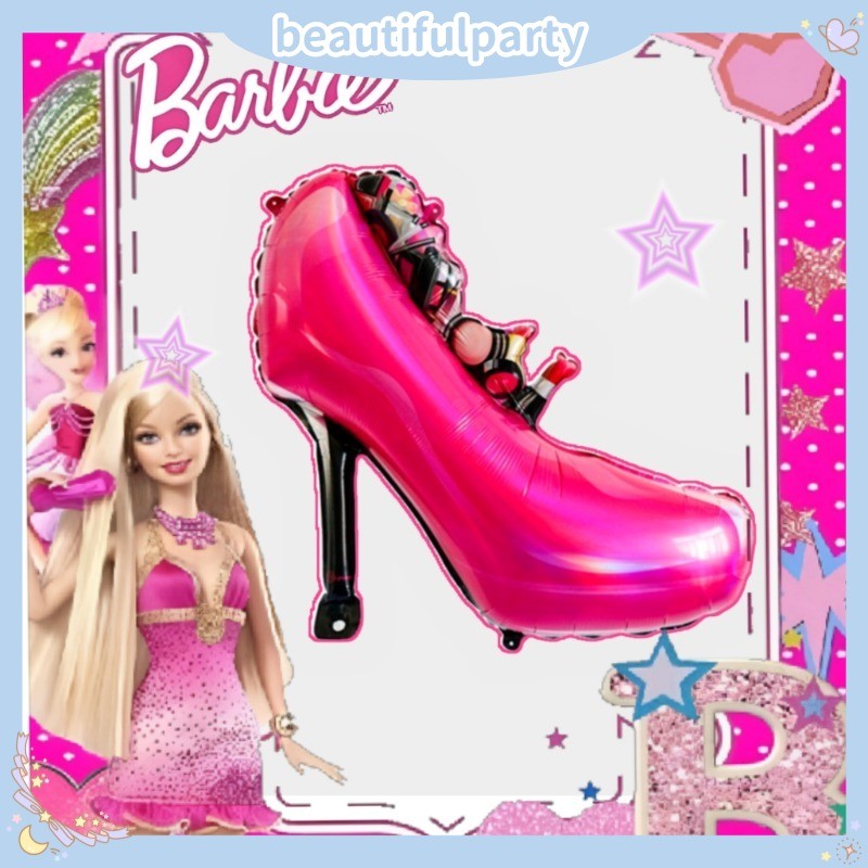 Barbie themed pink high heels DIY girl happy birthday themed party ...