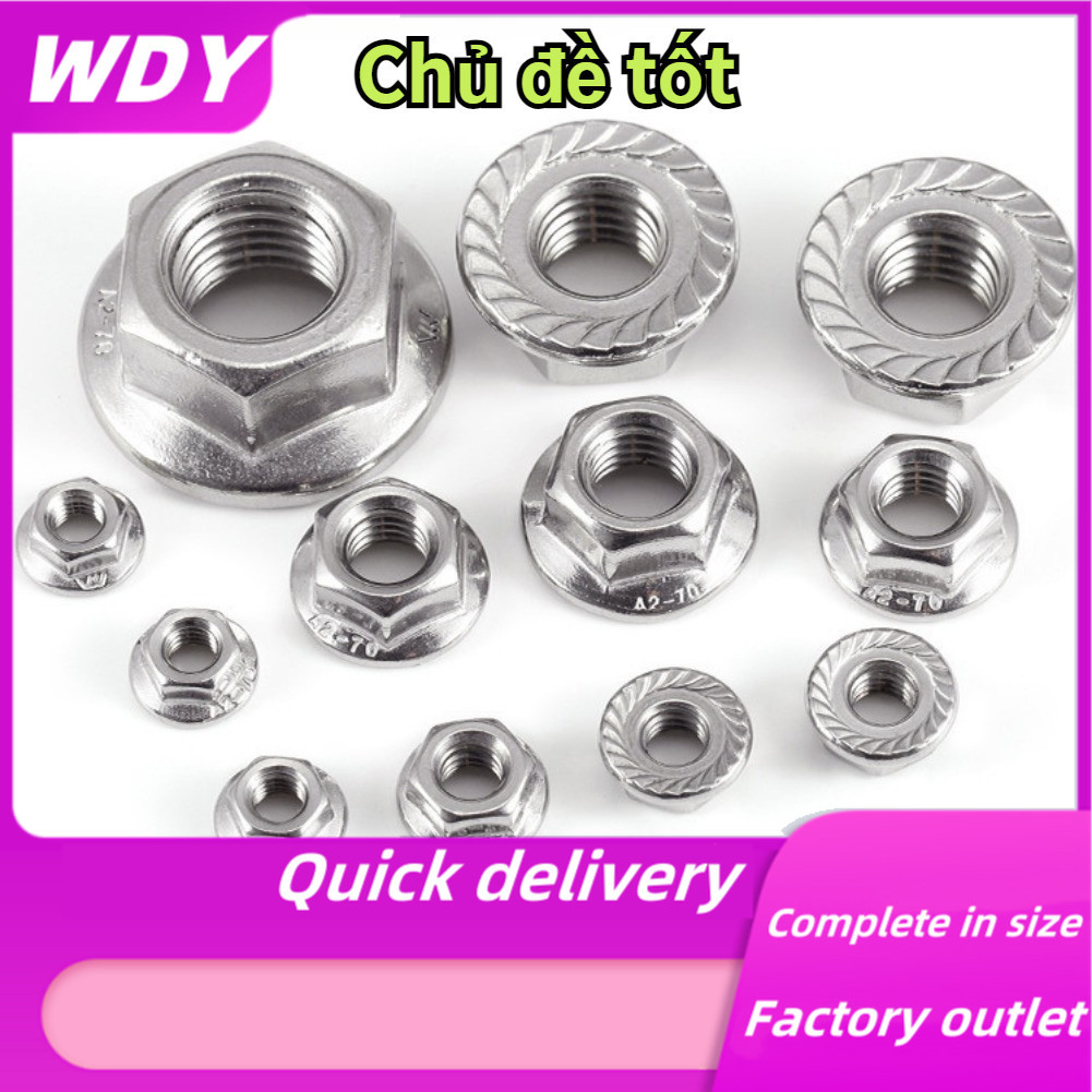 SUS304 Fine Thread Flange Nut Hex Fastener Nut Flange Cap M6 M8 M10 M12 ...