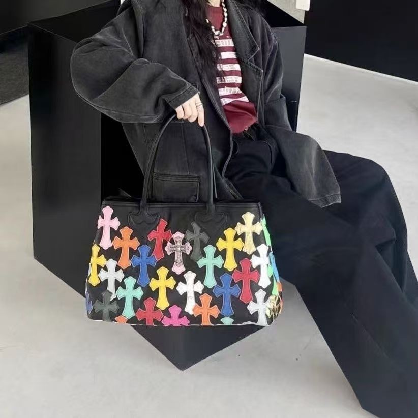 CH Colorful Cross Tote Bag, Large Capacity Leather Shoulder Bag ...