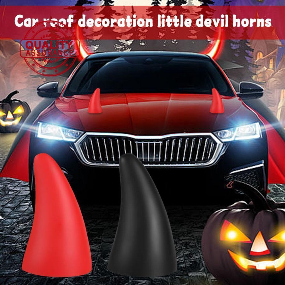 3d Devil Horns Car Sticker Decal Decoration For Halloween Roof Bumper ...