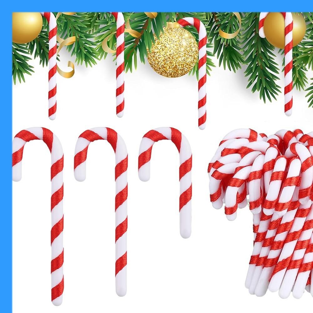 GUSTAVA 50Pcs Christmas Candy Cane, DIY Craft Plastic Xmas Tree Decor ...