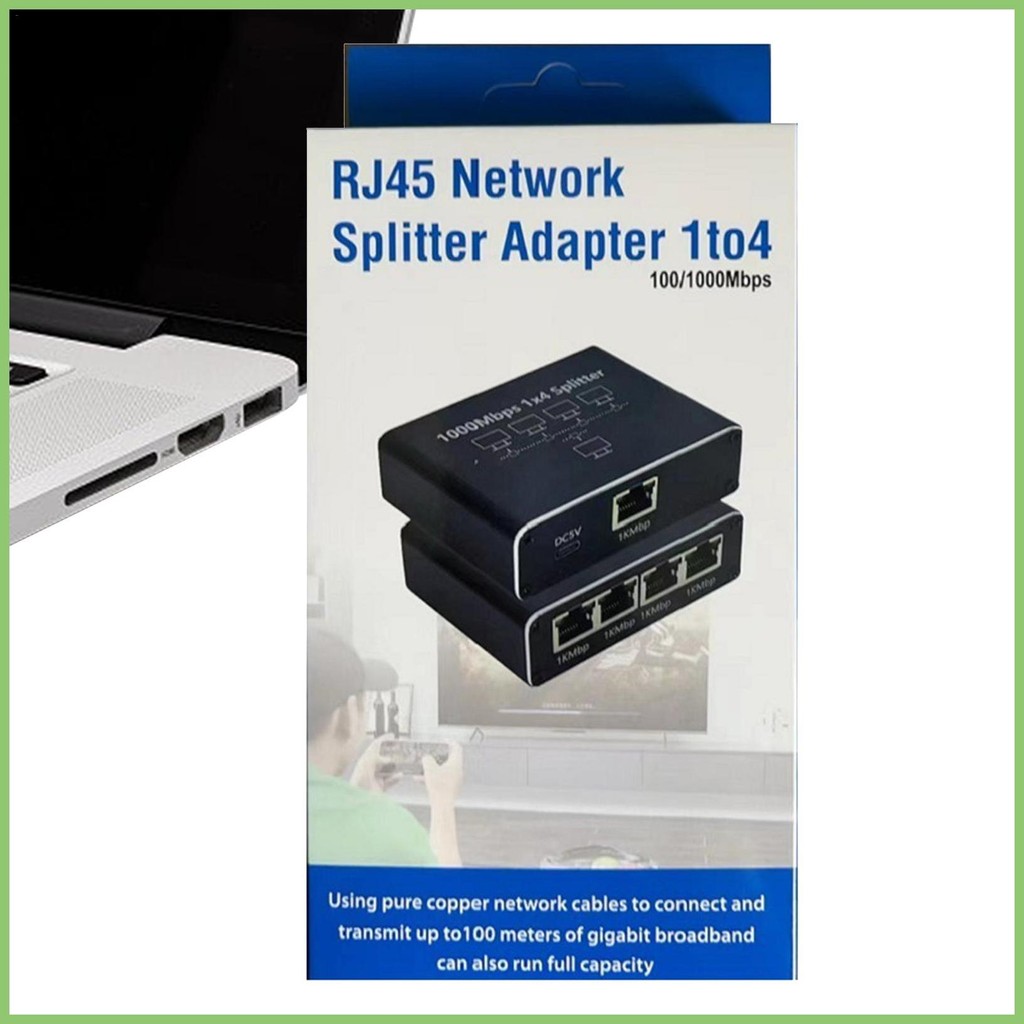 Ethernet Hub 1-to-4 Network Extension Connector High-Speed Ethernet ...