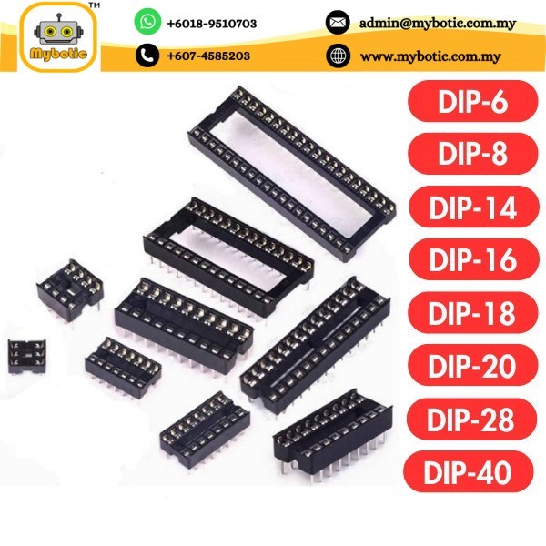 IC Socket 6/8/14/16/18/20/28/40 Pin (Pitch 2.54mm) | Shopee Malaysia