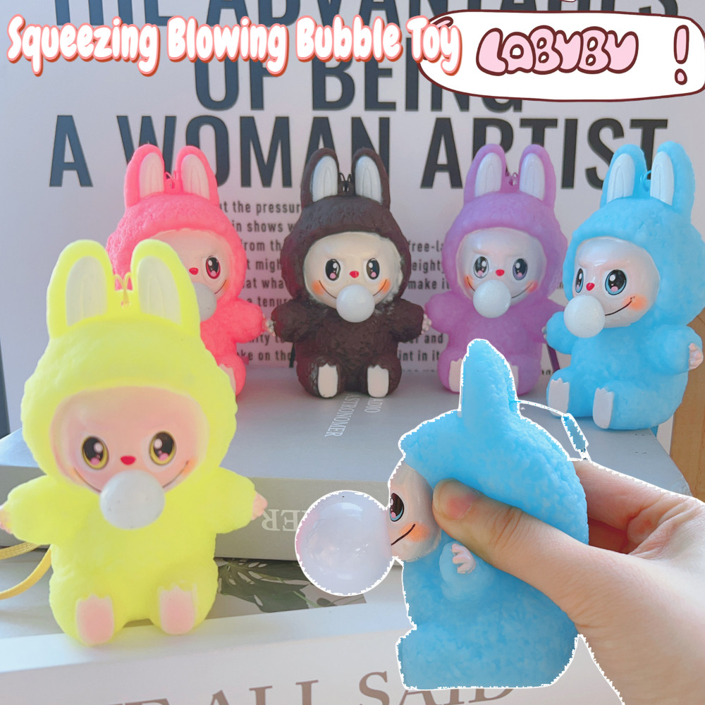 Cartoon Anime Figures Labubu Series Squeezing Blowing Bubbles Toys Kids ...