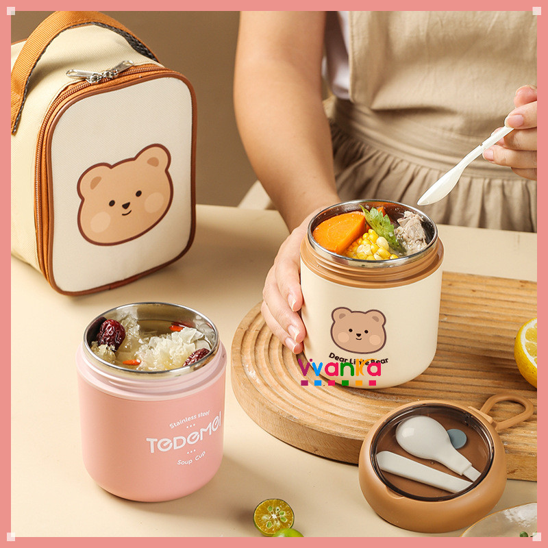 MYSoup Cup for Kids Lunch Box with Spoon Bag 304 Stainless Steel Leakproof Thermos Flask Soup ...