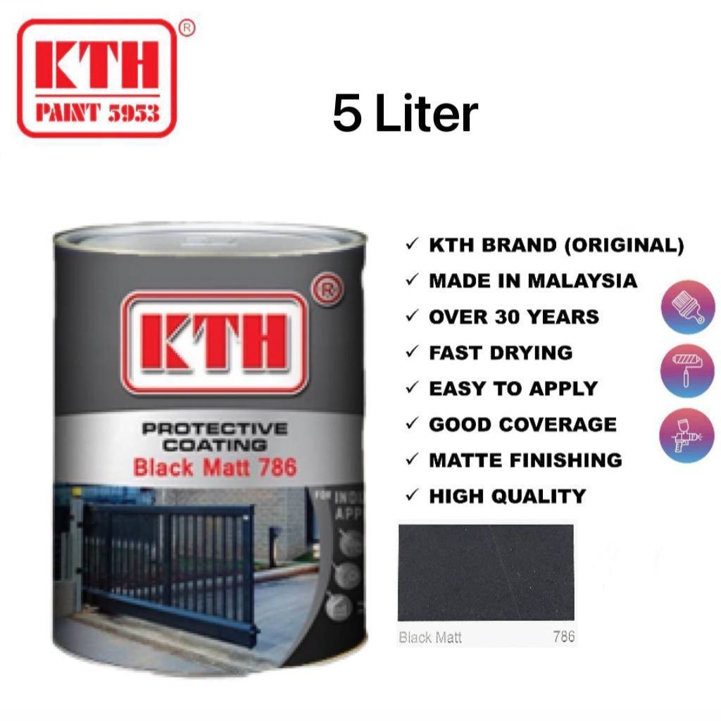 5 Liter KTH 786 matte black paint cat besi cat hitam matte cat kayu ...