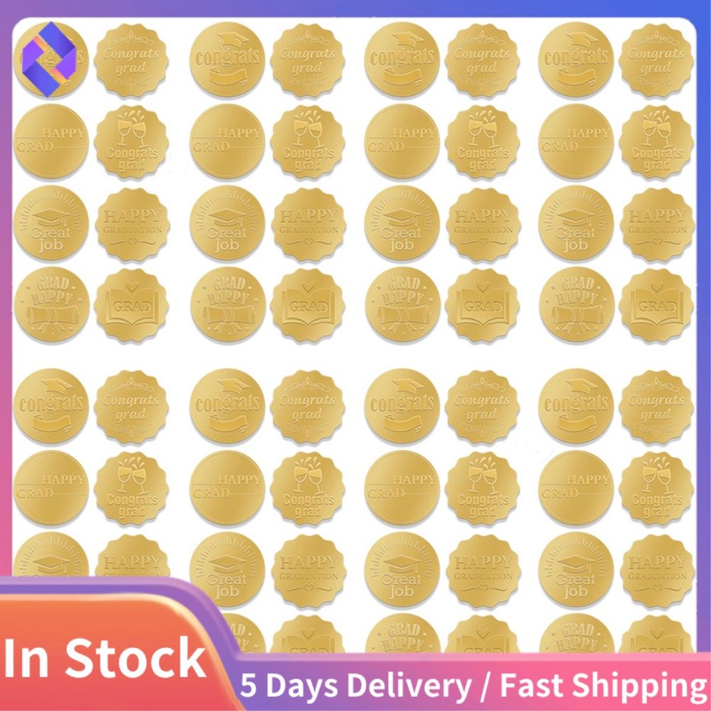 320PCS Graduation Stickers Kit Gold Coin Stickers Kit Gold Embossed ...