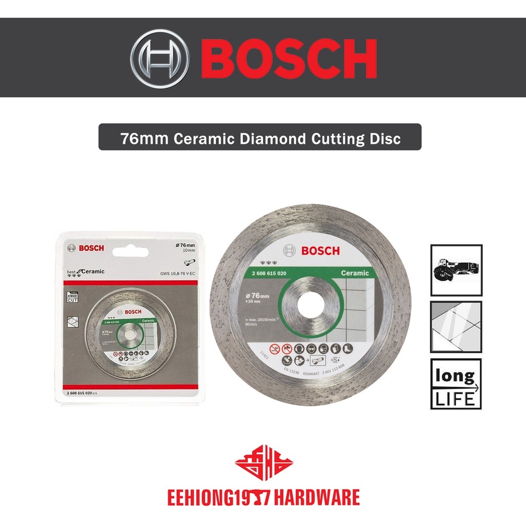 BOSCH 76mm x 10mm Best For Ceramic Diamond Cutting Disc For GWS 12V-76 ...