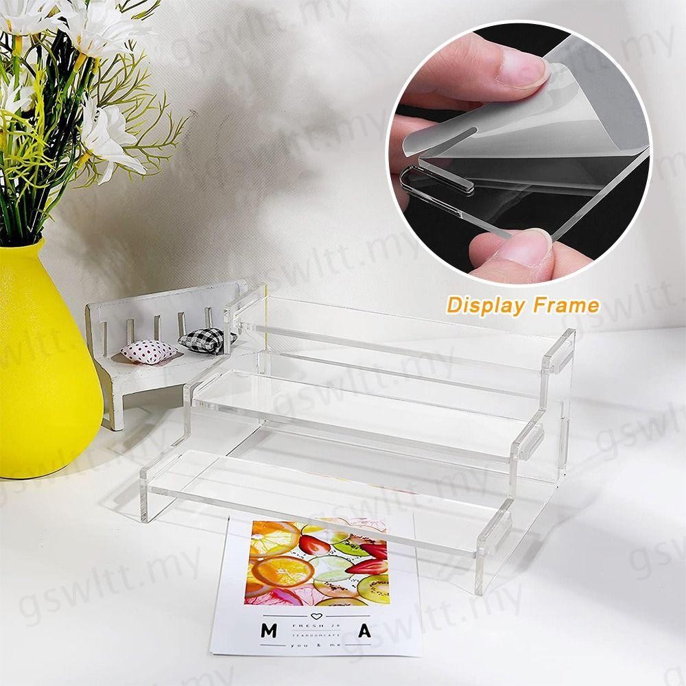 GSWLTT Display Frame, Three-layer Transparent Staircase Display Stand ...