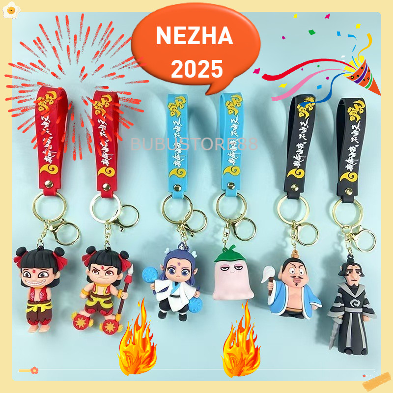 BUBU Ready Stock nezha keychain movie nezha 2 3D cute designs flying ...