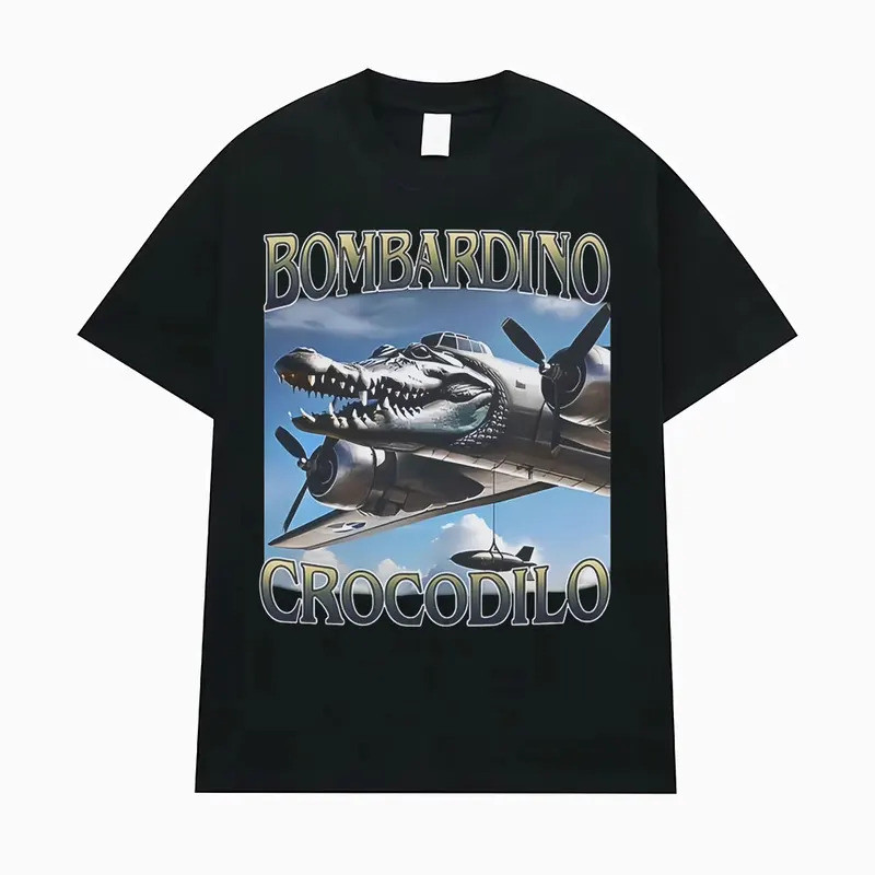 Bombardino Crocodilo Crocodile Plane Bomber Funny Meme T Shirts for Men ...