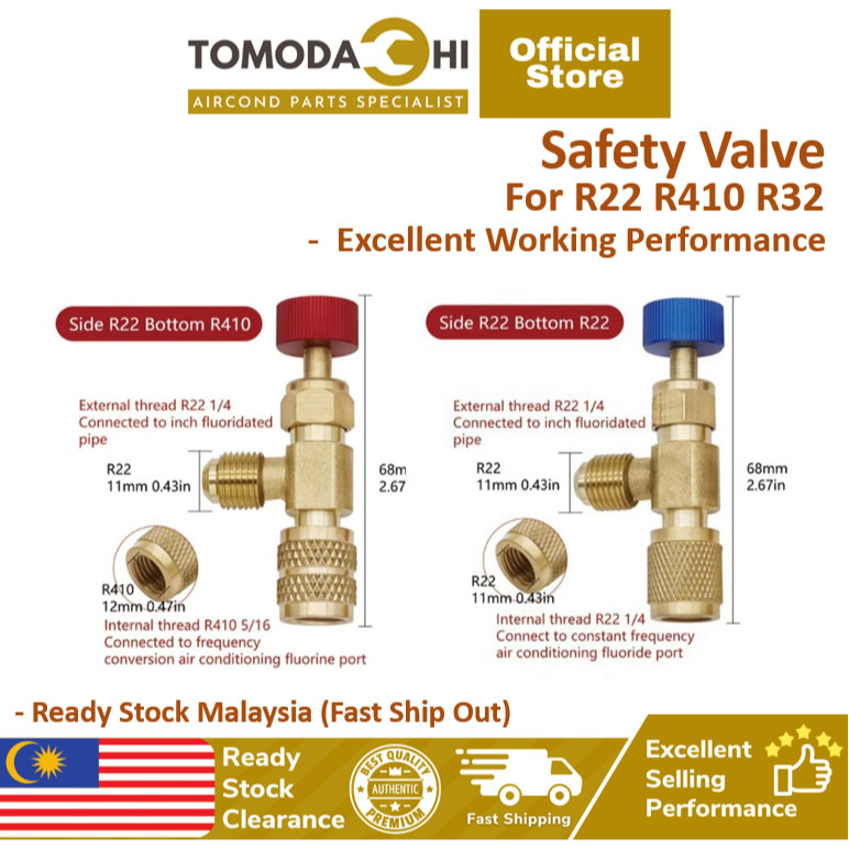 Tomodachi Aircond Hand Safety Valve Adaptor Aircon Gas Refrigerant ...