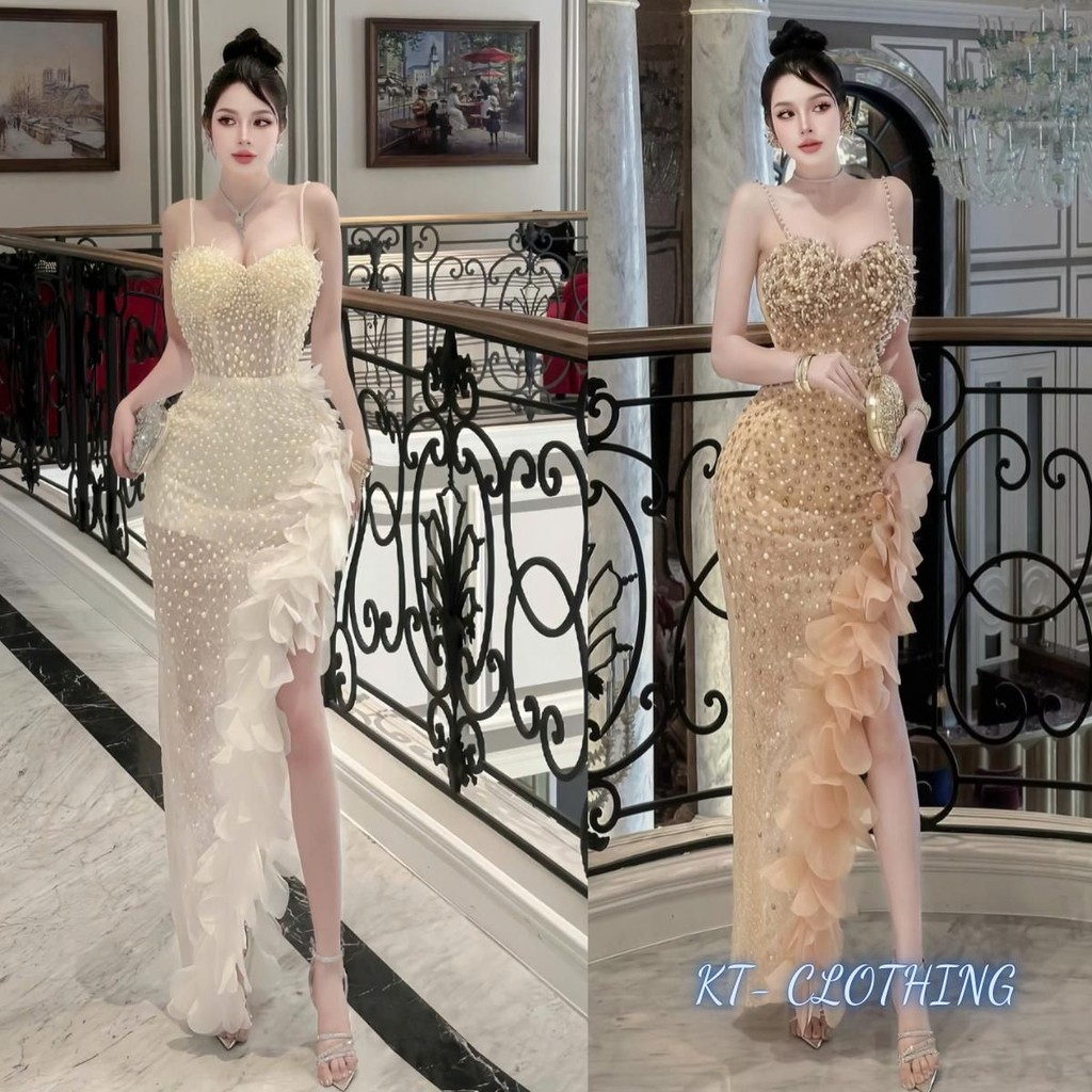 Kt Clothing's party dress, designed with two straps and pearls, high ...
