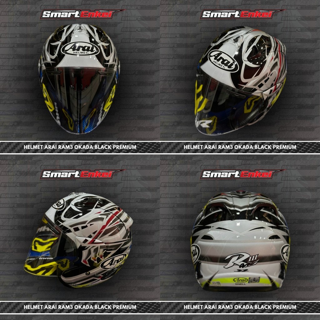HELMET ARAI RAM3 OKADA BLACK PREMIUM | Shopee Malaysia