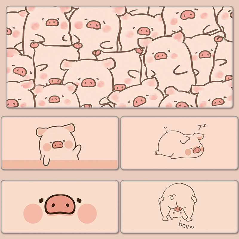 LuLu Pig Mouse Pad Large Creative Cute Game Keyboard Pads Pink Kawaii ...