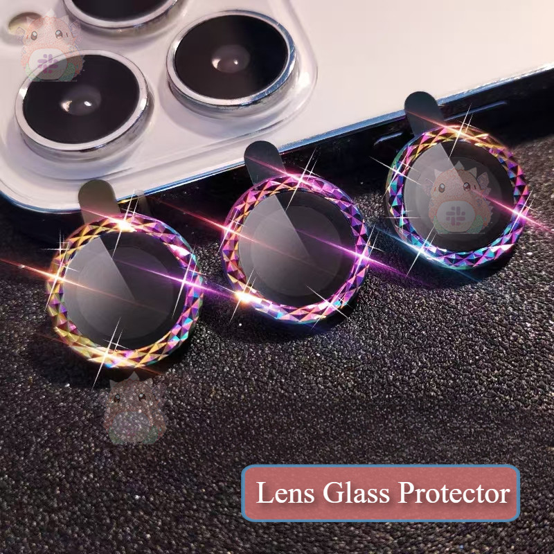 Diamond Pattern Protective Camera Lens Decorative For iPhone 16 15 14 ...