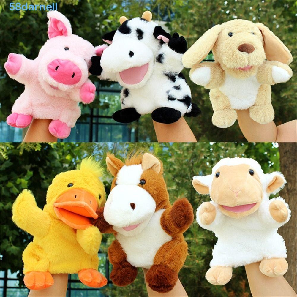 DARNELL Stuffed Hand Doll, Dog Horse Sheep Movable Open Mouths Plush ...