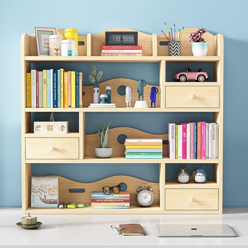 Rak buku kayu pepejal sederhana, rak lantai, kabinet simpanan kecil ...