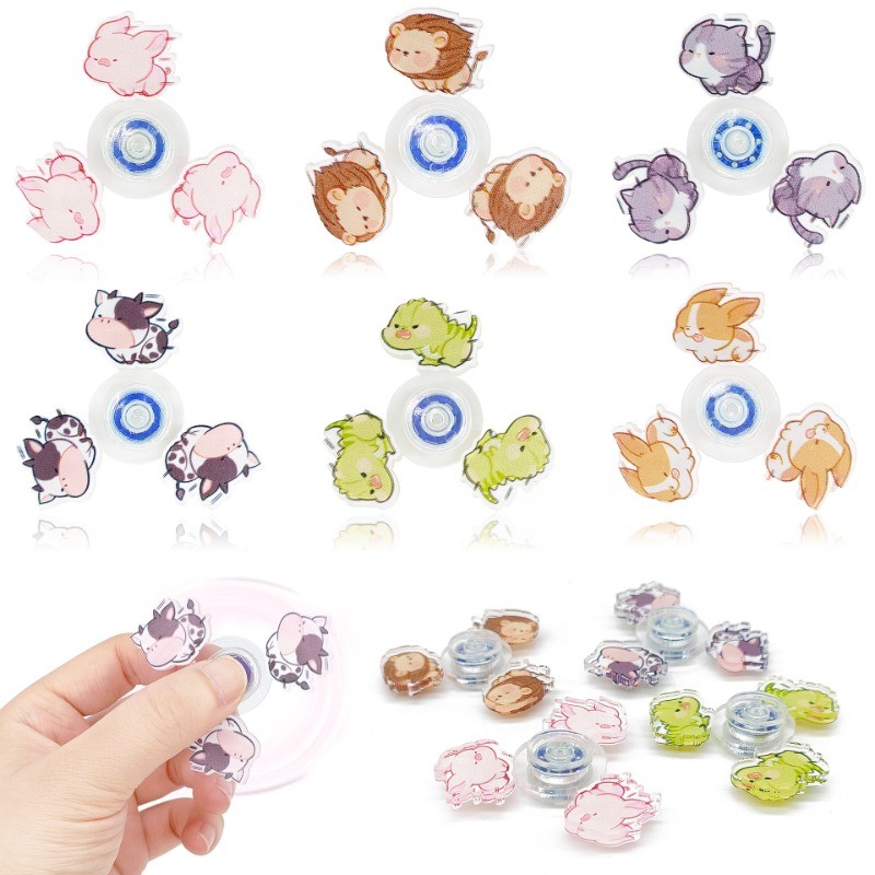 Funny Finger Spinning Tops Acrylic Cute Animals Fingertip Toys for Kids ...