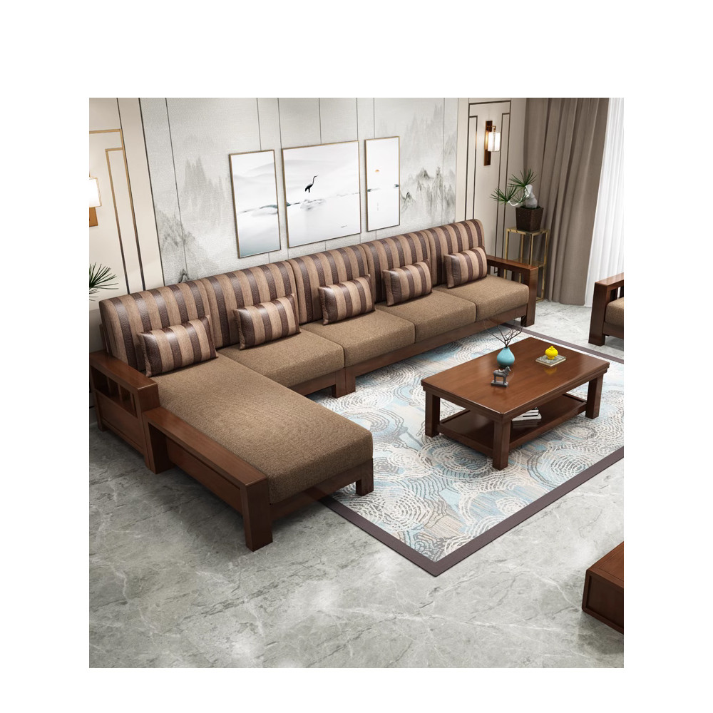 Set Sofa Kayu Pepejal Ruang Tamu Perabot Moden Gaya Cina Ringkas Sudut ...