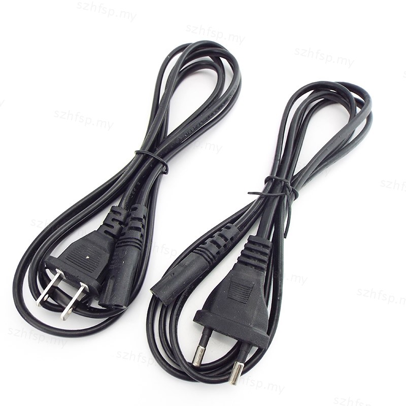 1.4M 2ft AC Power Adapter Extension Cord 2-Prong Pin Lead Connecter ...