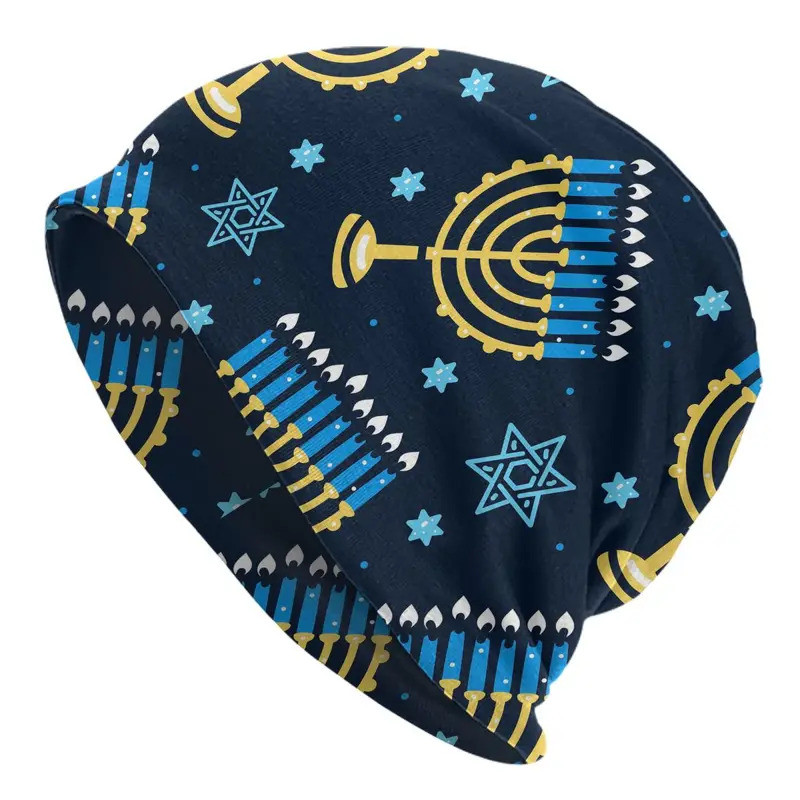 Hanukkah Pattern Menorah Traditional Candles Cap Goth Autumn Winter ...