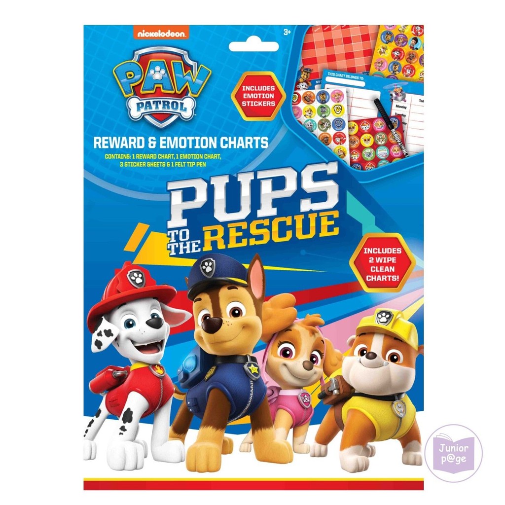 Paw Patrol Reward Charts Wipe-Clean with Pen & Stickers Kids Age 3 ...