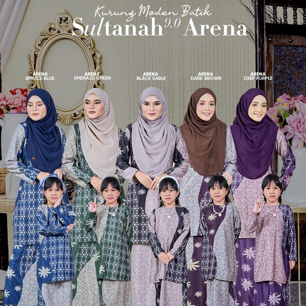 The Sultanah Baju Kurung Batik Malaysia Satin Dobby | Arena | Koleksi ...