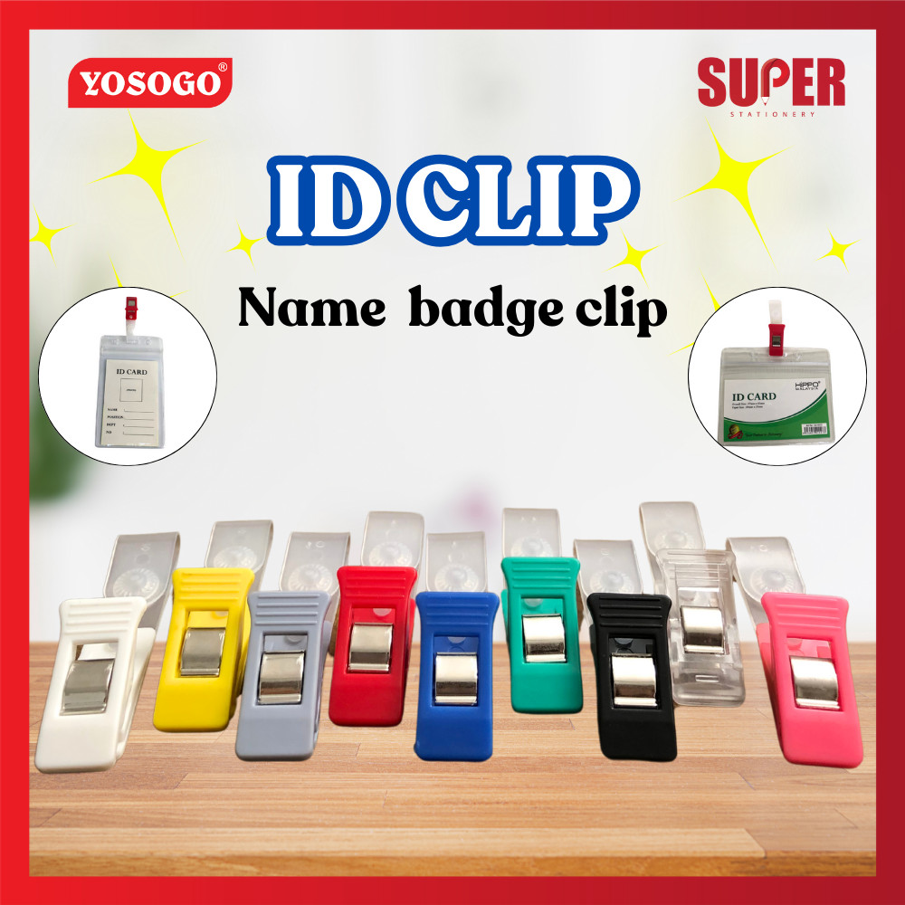 [super stationery] Yosogo Klip ID Klip Plastik & Fastener Name Badge ...