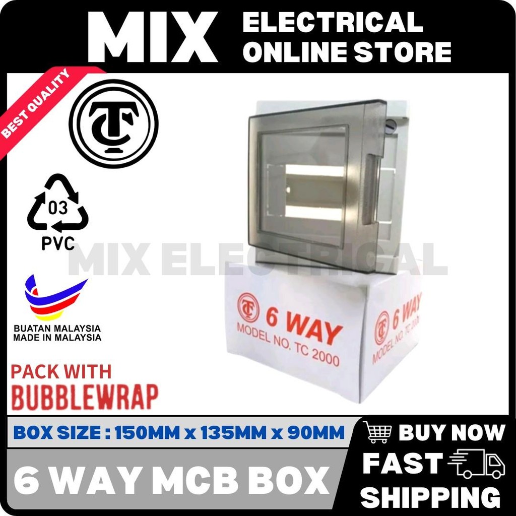 6 Way TC Surface PVC MCB DB BOX / Consumer Unit / Consumer Box ...